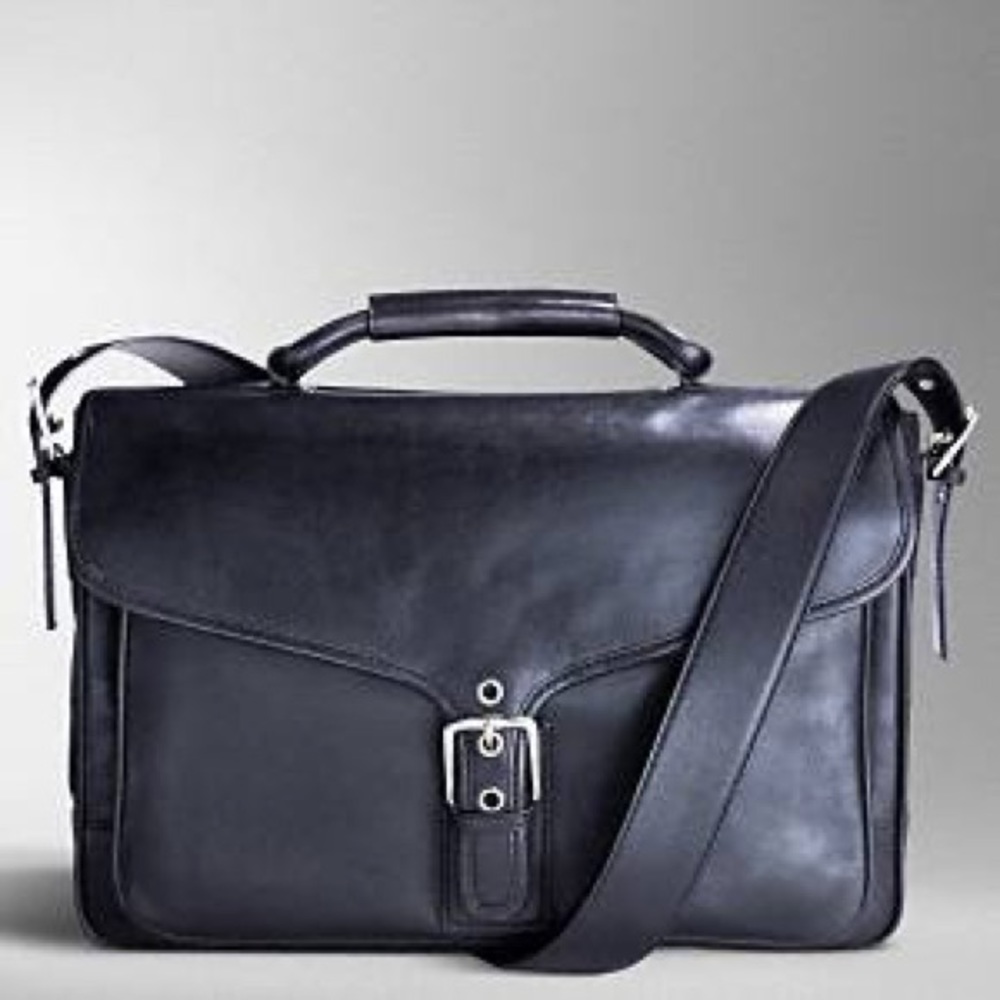 Coach Logan Leather Flap Briefcase Messenger Bag - Gem